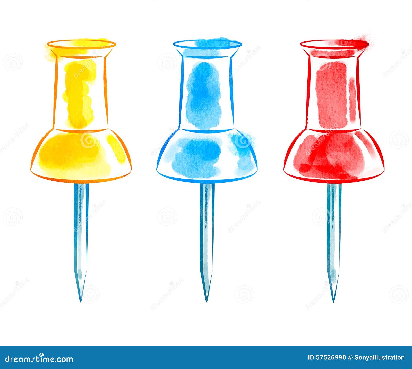 Watercolor Thumbtacks Vector Illustration | CartoonDealer.com #57534154
