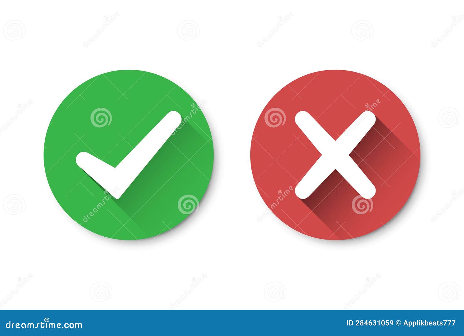 Set of Tick and Cross Icons with Long Shadow Stock Vector ...