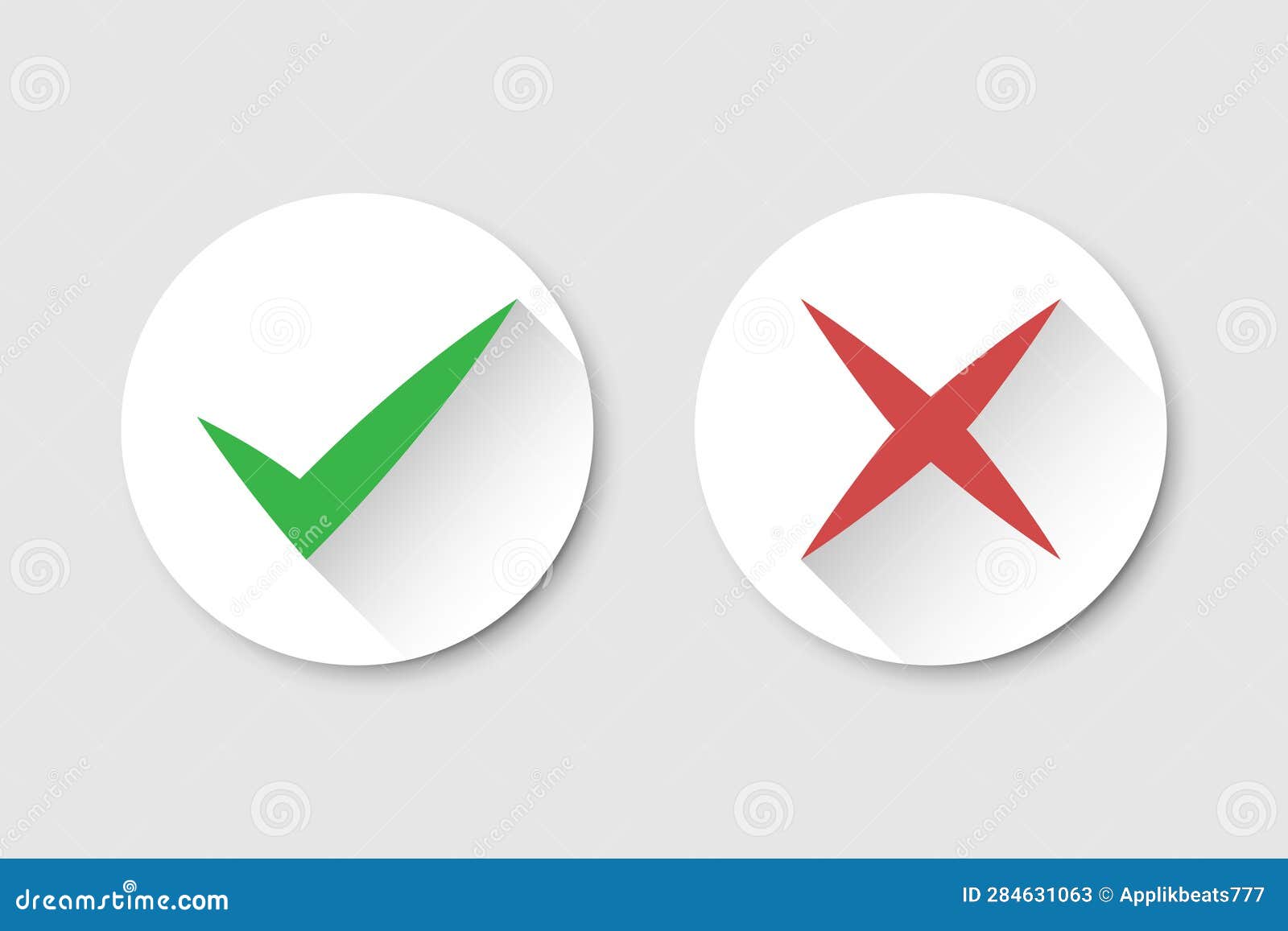 Set of Tick and Cross Icons with Long Shadow Stock Vector ...