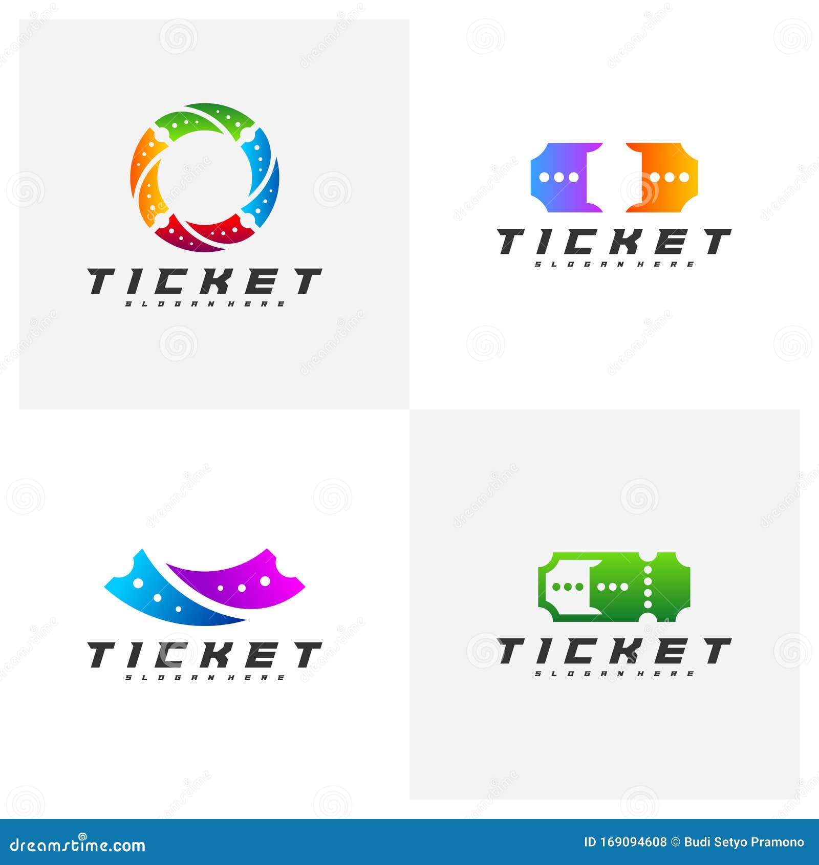 Set of Ticket Logo Design Concept Vector, Template, Creative Design ...