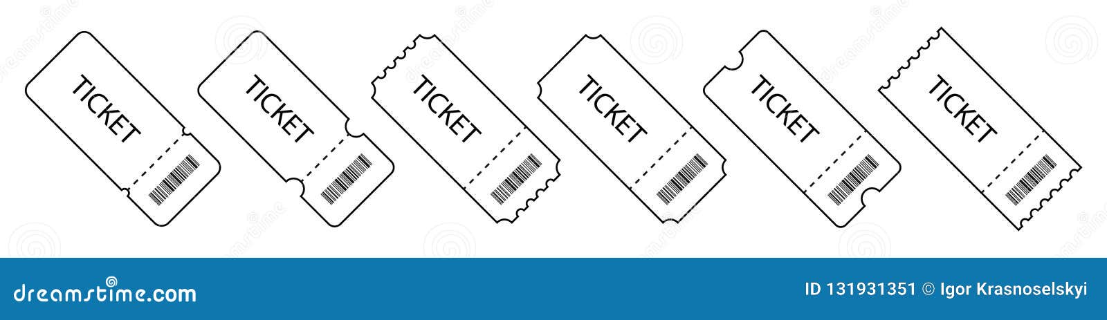 Set of Tickets in a Row in a Linear Design. Blank Templates Tickets ...