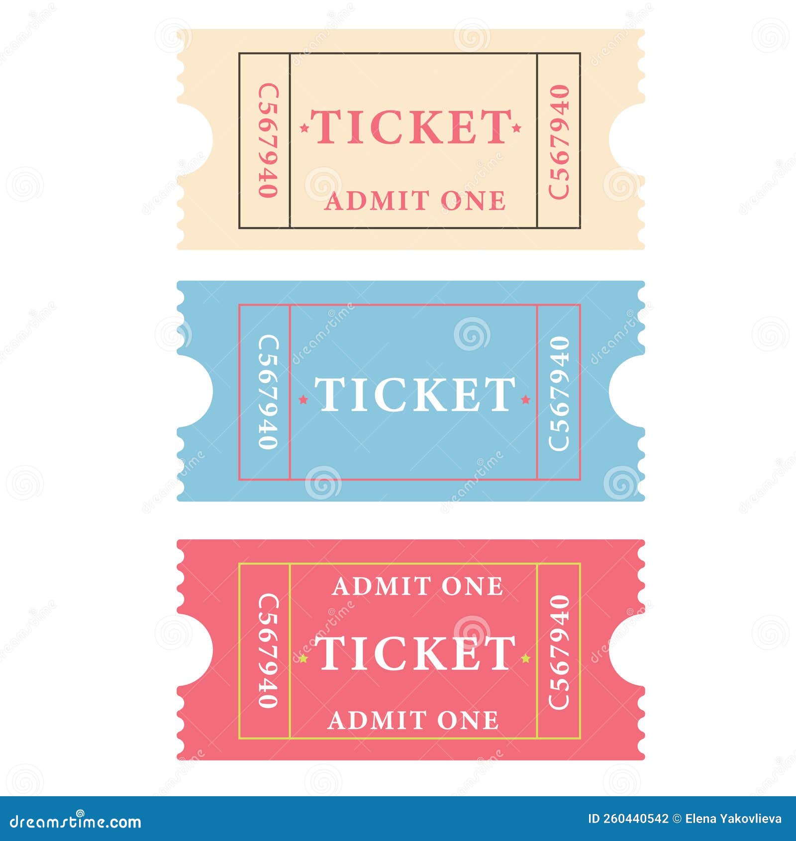 Set of Tickets. Ticket Templates. Vector Stock Vector - Illustration of ...