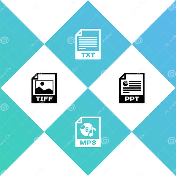 Set TIFF File Document, MP3, TXT and PPT Icon. Vector Stock Vector ...
