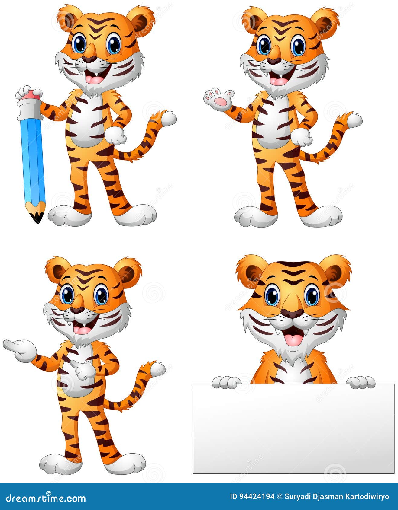 Set of tiger cartoon stock vector. Illustration of character - 94424194