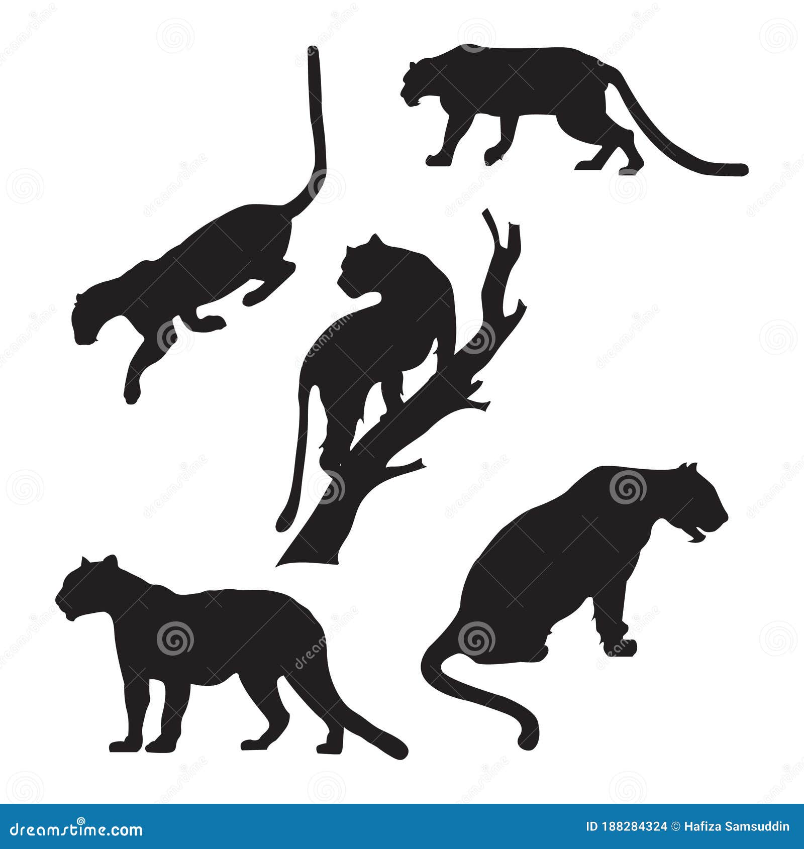 Set of Tiger Silhouettes. Vector Illustration Decorative Design Stock ...