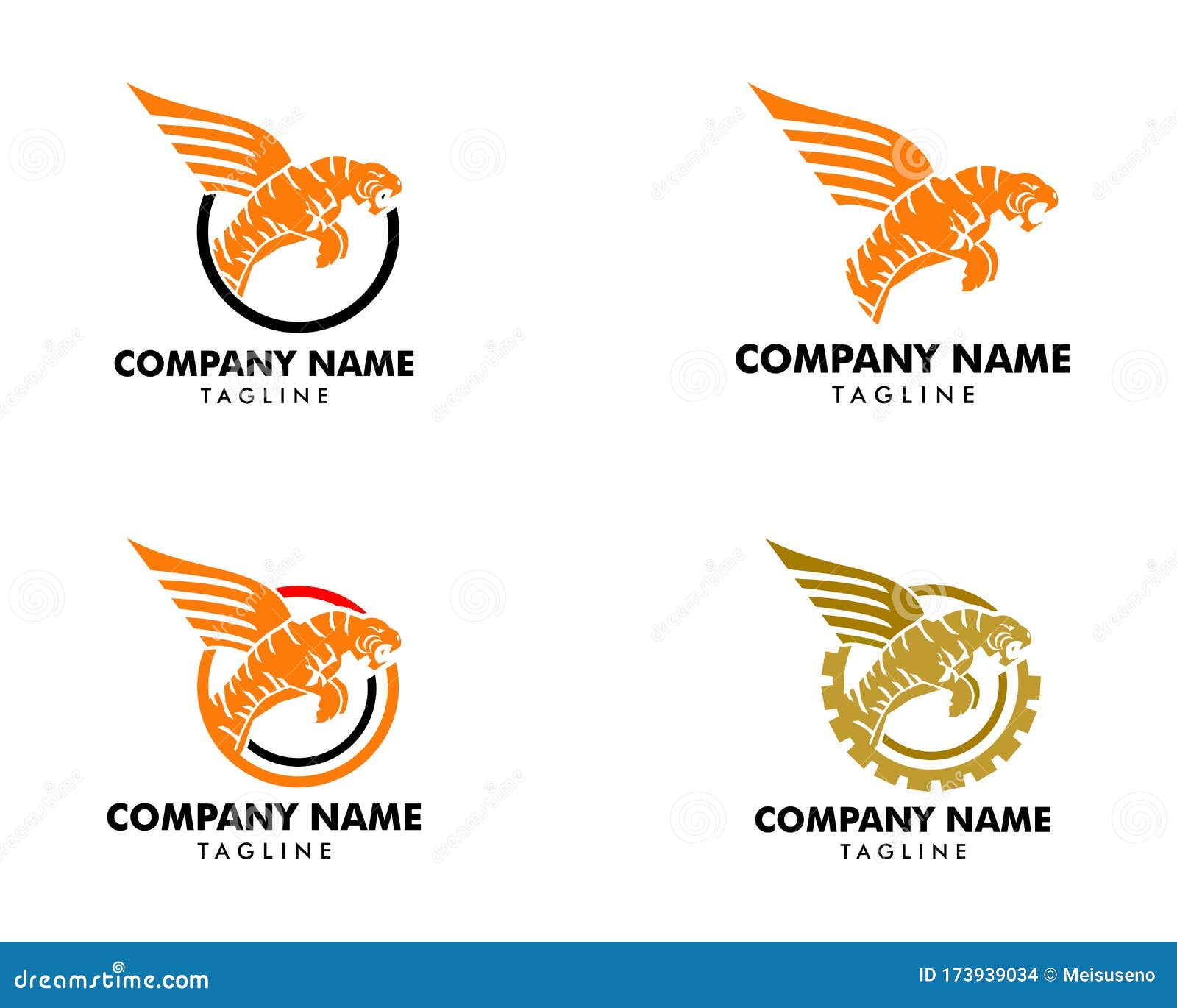 Set of Tiger with Wings Vector Logo Design Template Stock Vector ...