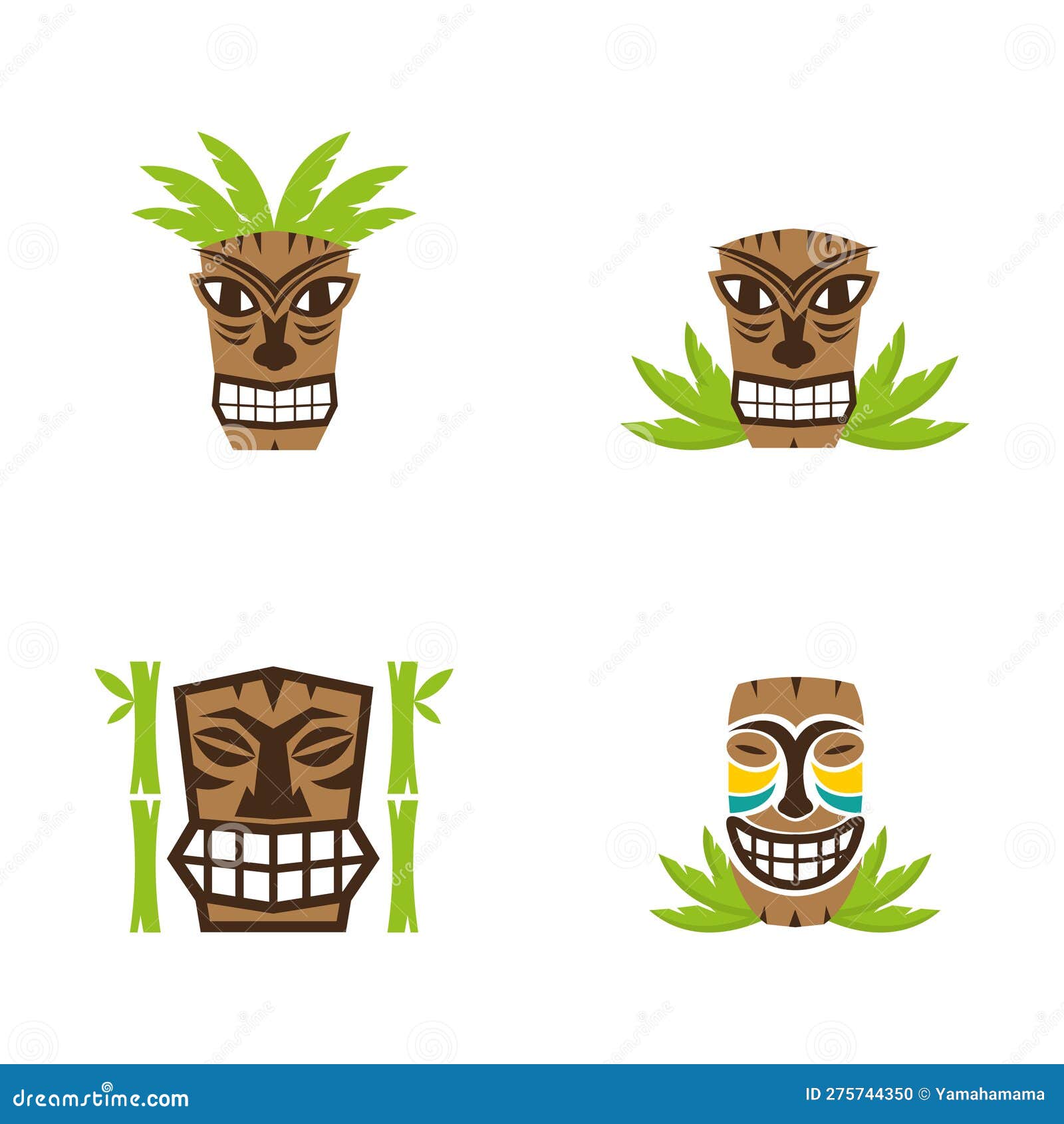 Tiki stock vector. Illustration of brown, palm, graphic - 275744350