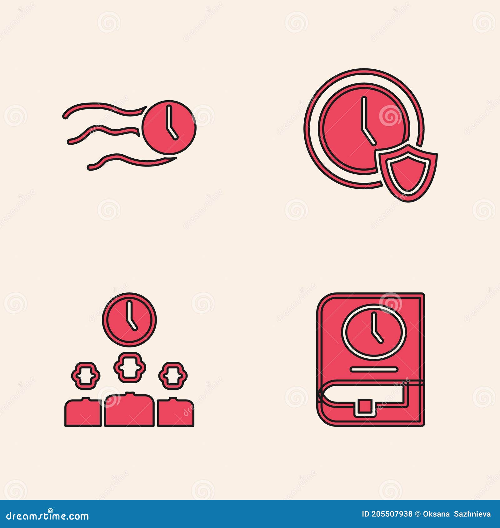 Set Time for Book, Flies on the Clock, Clock with Shield and Management ...