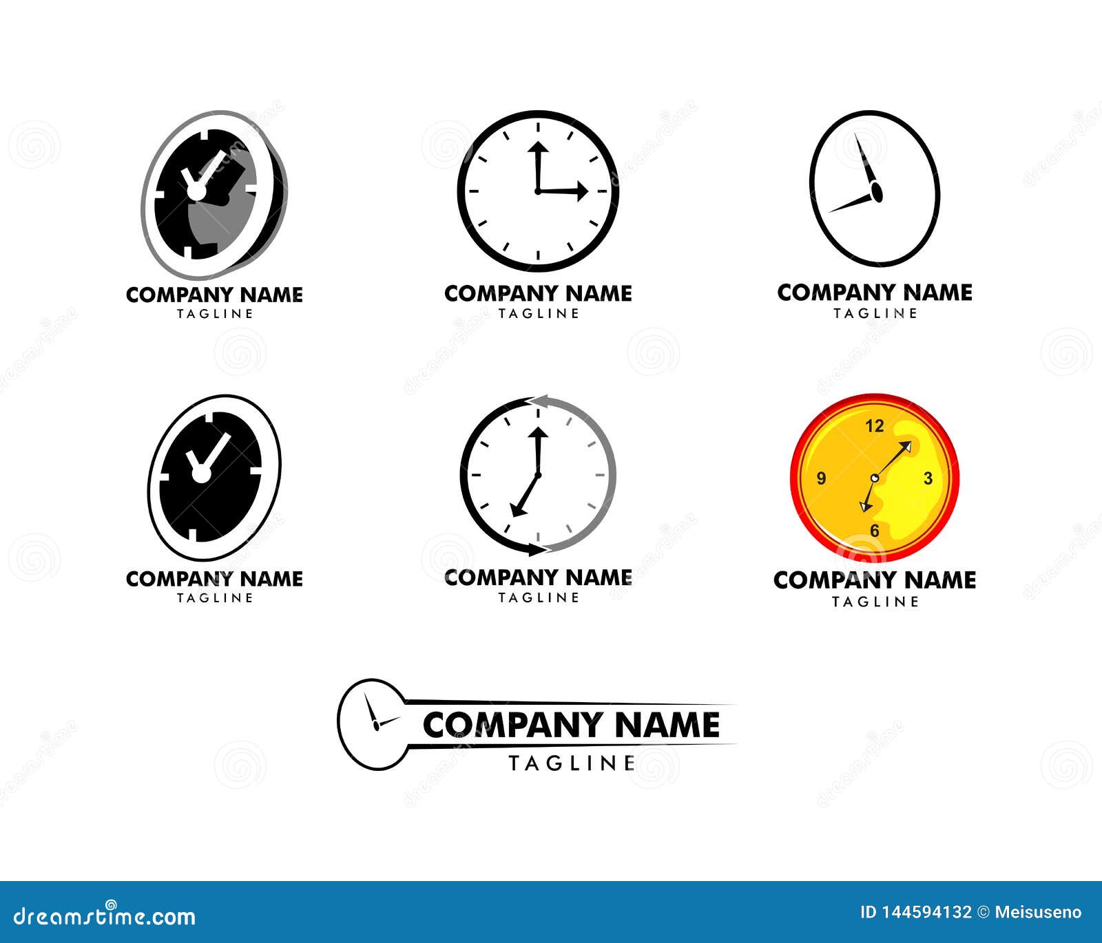 Set of Time Clock Logo Design Template Stock Vector - Illustration of ...