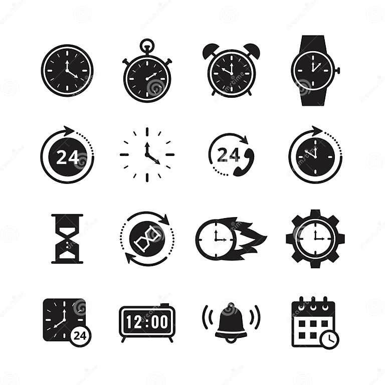 Set of Time Icons. Vector Illustration Decorative Design Stock Vector ...