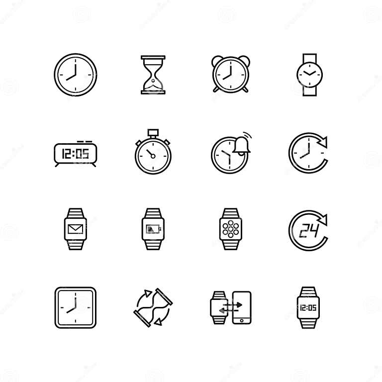 Set of Time Icons. Vector Illustration Decorative Design Stock Vector ...