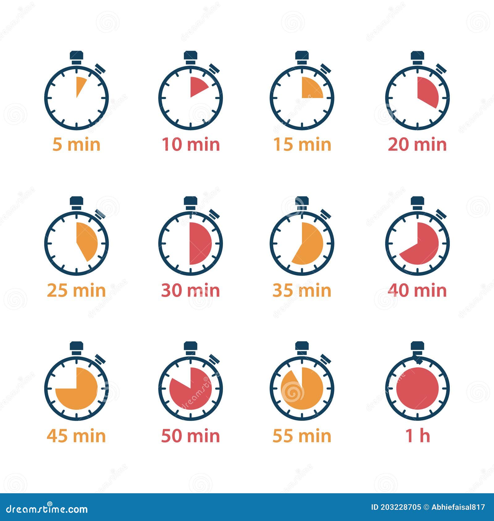 Set of Time Isolated on White Background Cartoon Vector Illustration ...