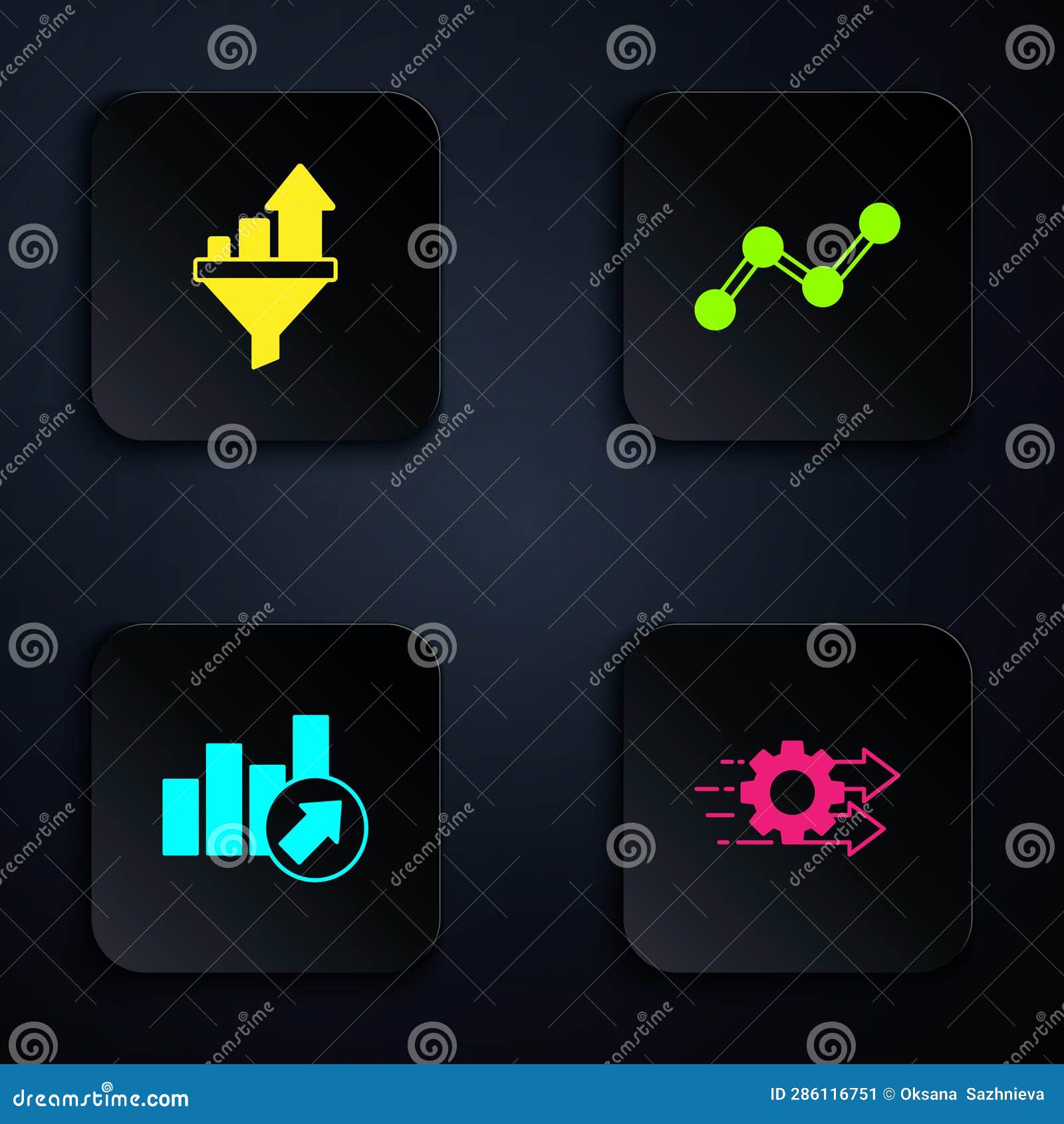 Set Time Management, Sales Funnel with Chart, Financial Growth and ...