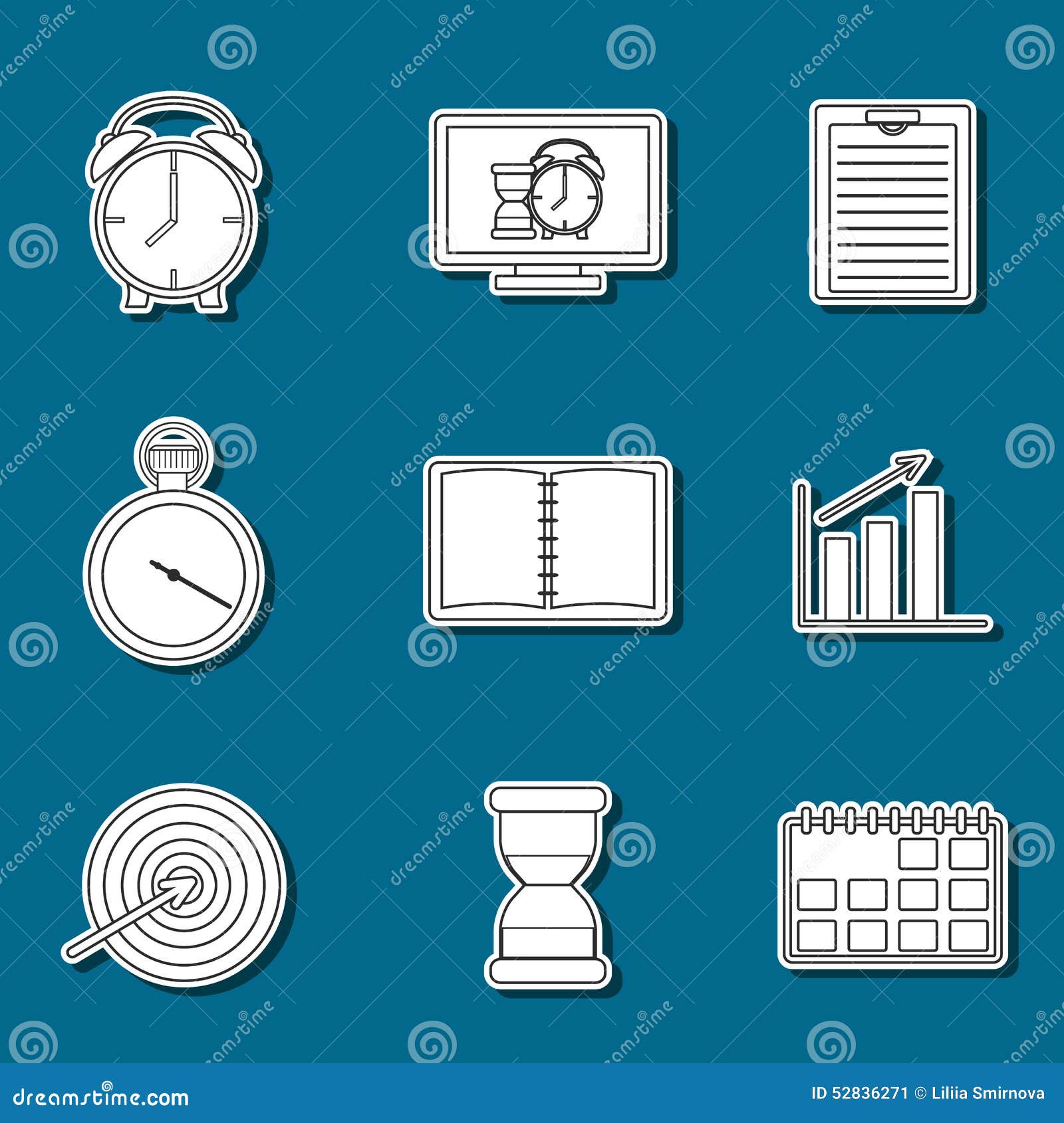 Set of Time Management Stickers Stock Vector - Illustration of money ...