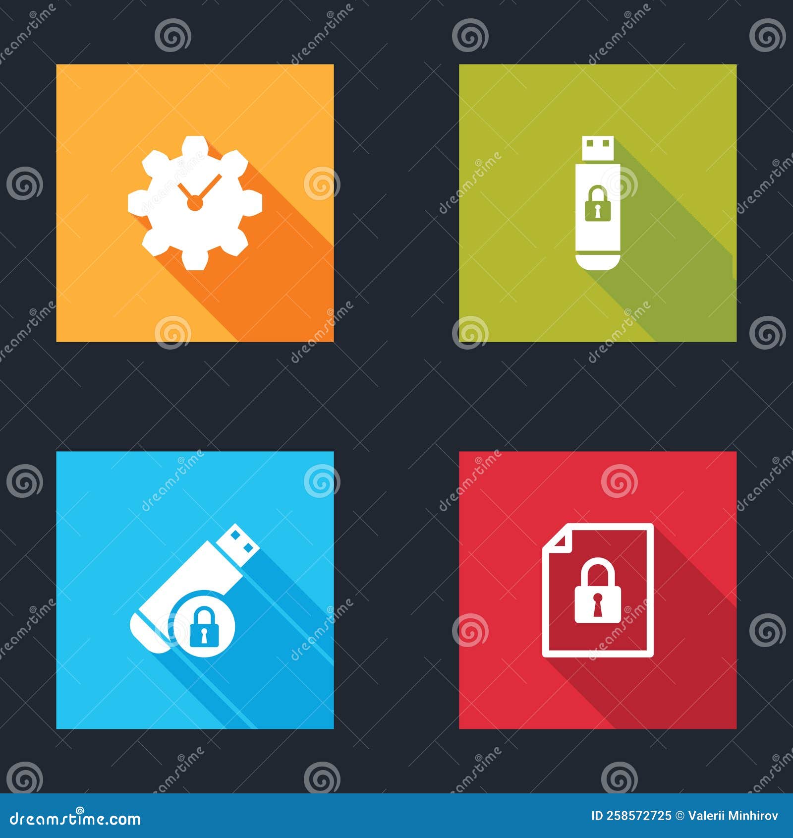 Set Time Management, USB Flash Drive with Lock, and Document and Icon ...