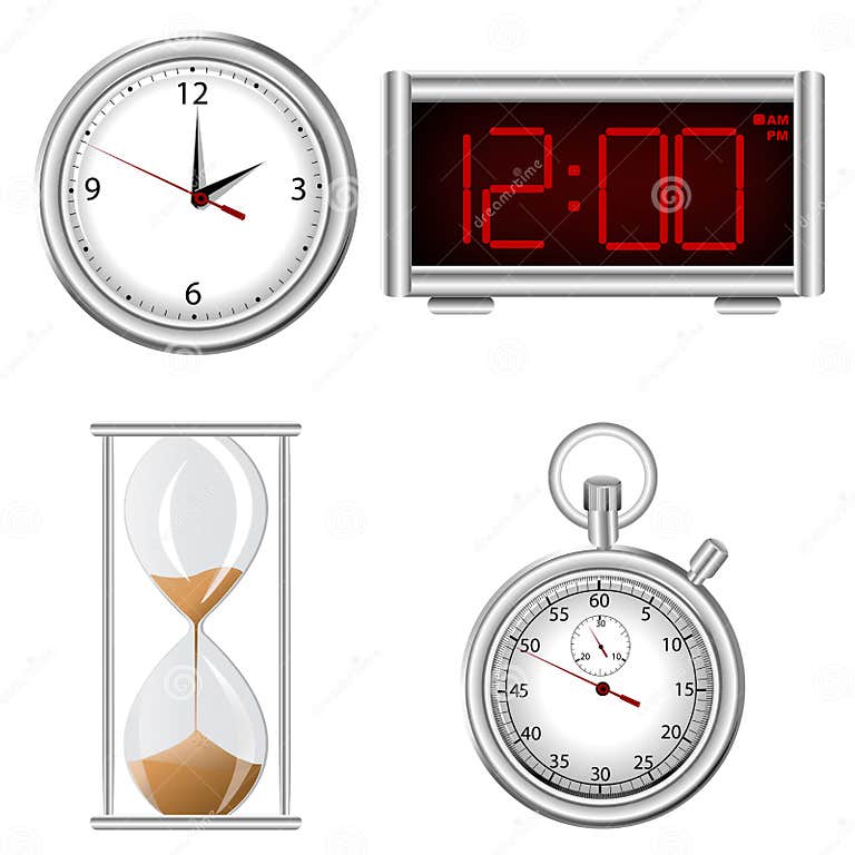 Set of Time Measurement Instruments Icons Stock Vector - Illustration ...