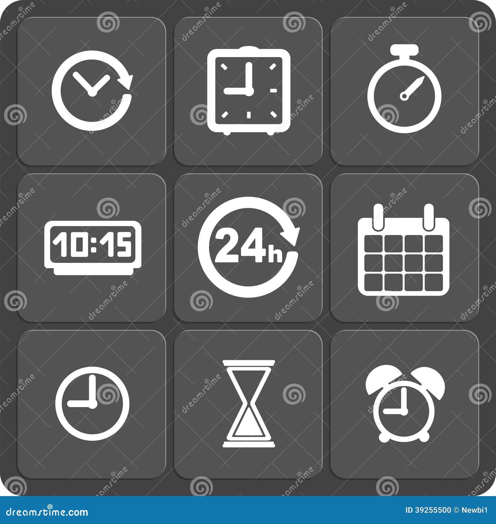 Set of 9 Time Web and Mobile Icons. Vector. Stock Vector - Illustration ...