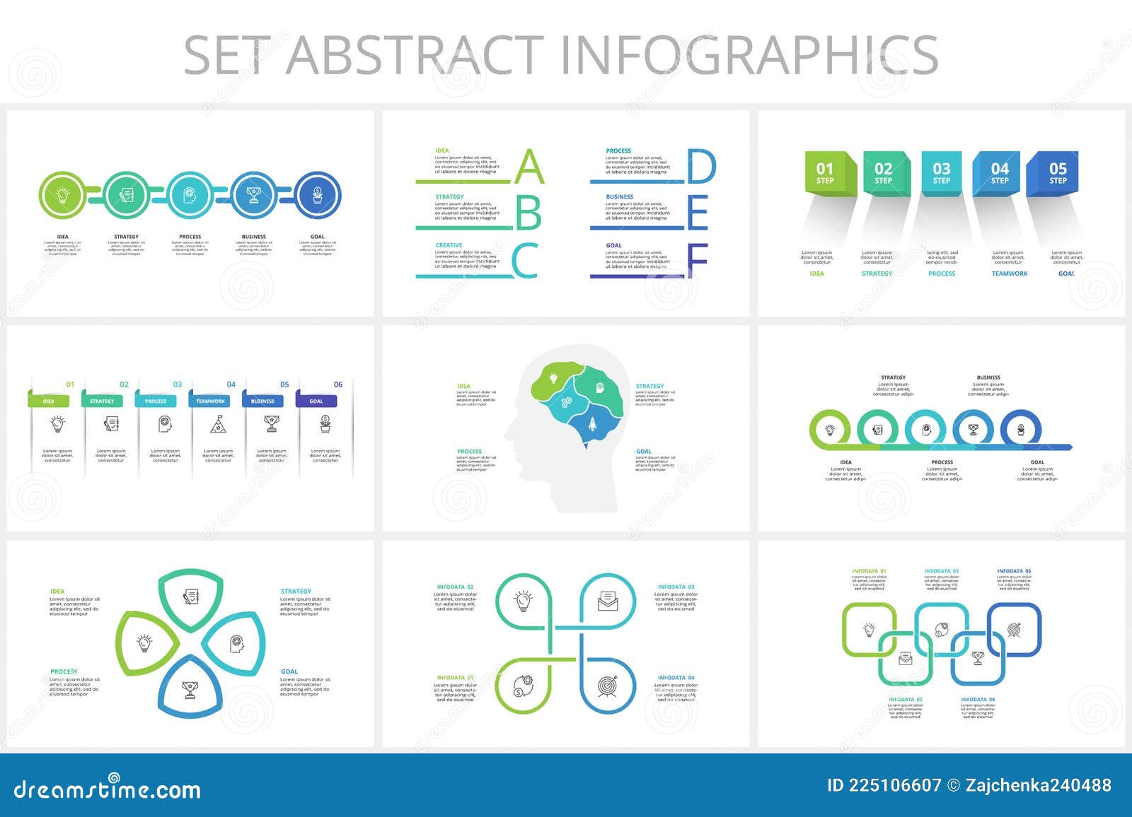 Set Timeline with 6, 5, 4, Elements, Infographic Template for Web ...