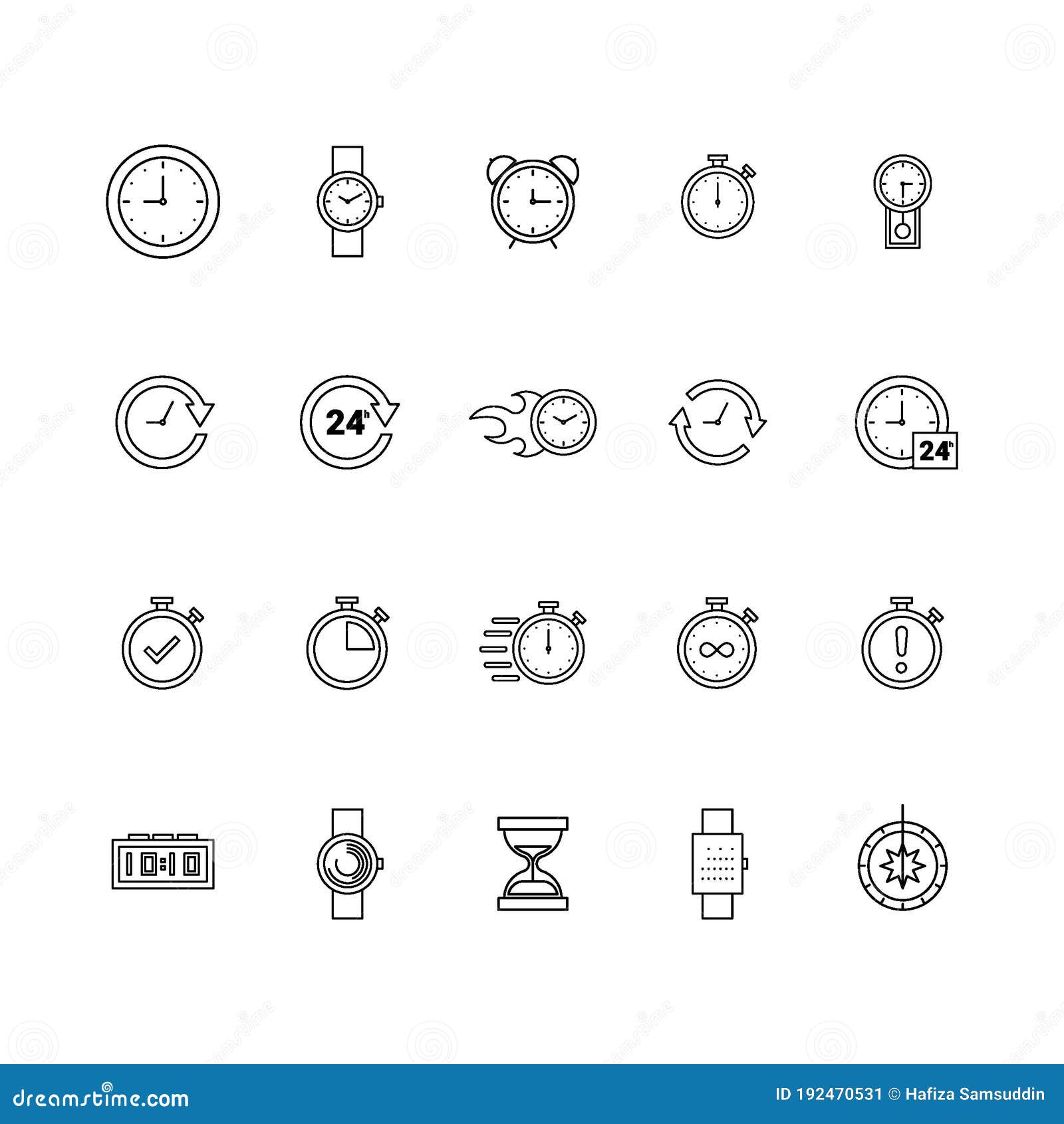 Set of Timepiece Icons. Vector Illustration Decorative Design Stock ...