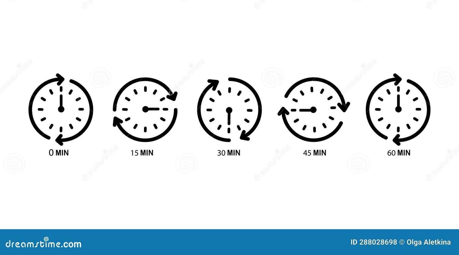 0 To 60 Minutes Arrow Timer in Clock Wise Direction Stock Vector ...