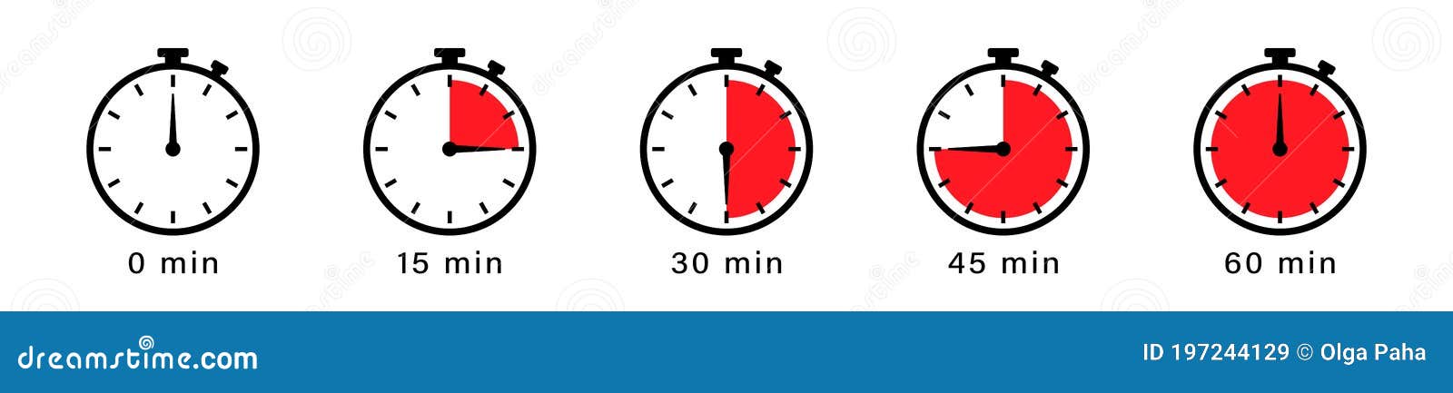 Set timer icons stock vector. Illustration of flat, color - 197244129