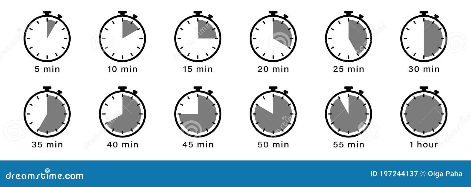 Set timer icons 4 stock vector. Illustration of ready - 197244137