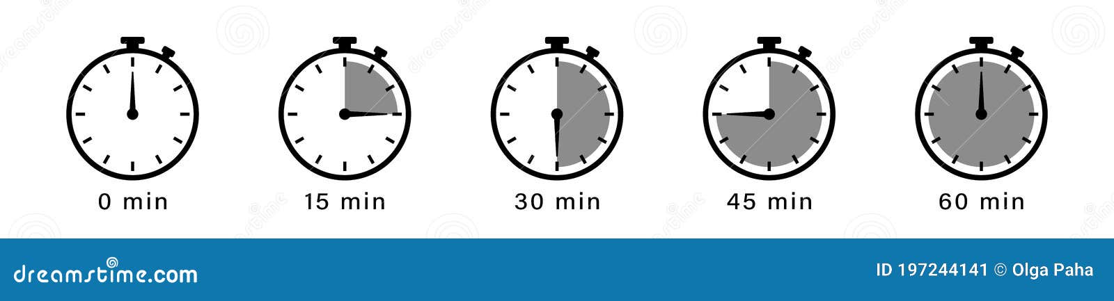 Set timer icons 5 stock vector. Illustration of report - 197244141