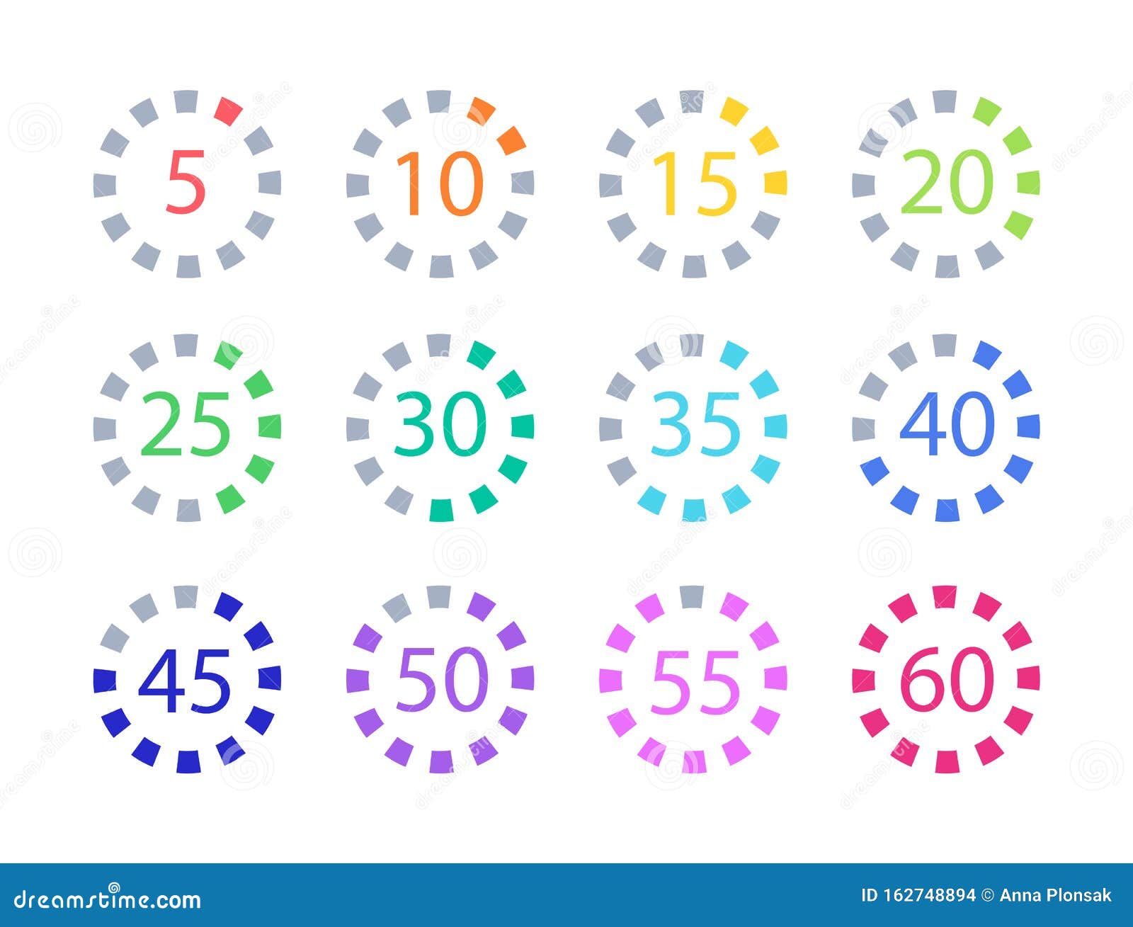 Set of Timers. Countdown Minutes. Vector Illustration. Stock Vector ...