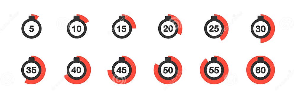 A Set of Timers. Simple Vector Icons. Clock, Stopwatch Stock Vector ...