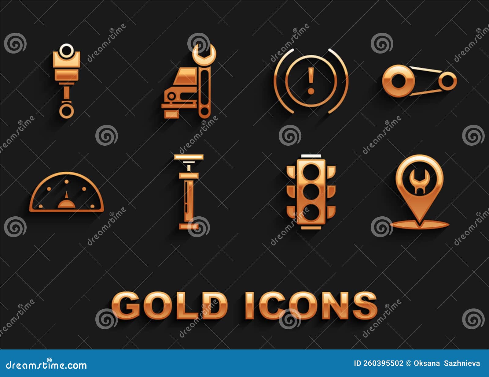 Set , Timing Belt Kit, Car Service, Traffic Light, Speedometer, Brake ...