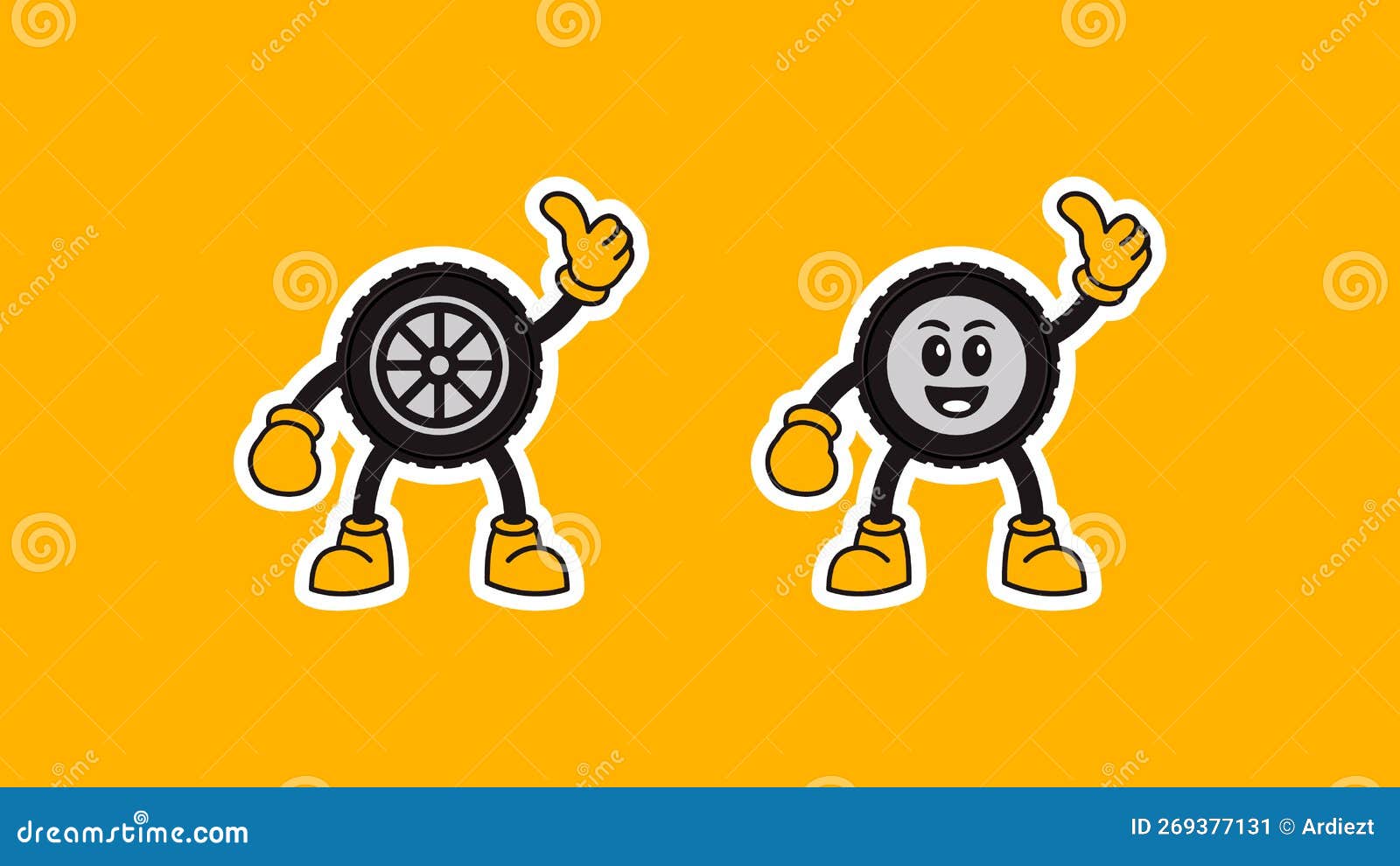 Set of Tire Cartoon Vector Icon Illustration Stock Vector ...
