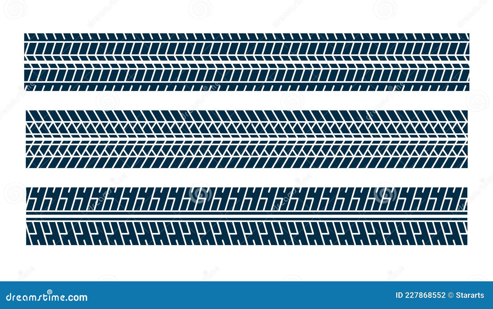 Set of Tire Track Print Mark Pattern Stock Vector - Illustration of ...