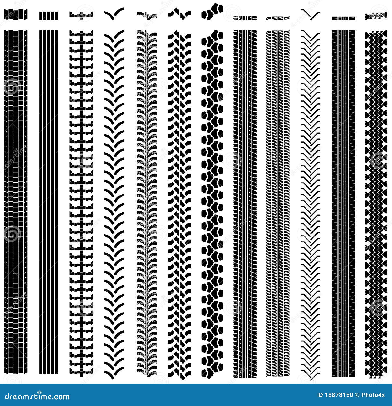 Set of tire track shapes stock vector. Illustration of sign - 18878150