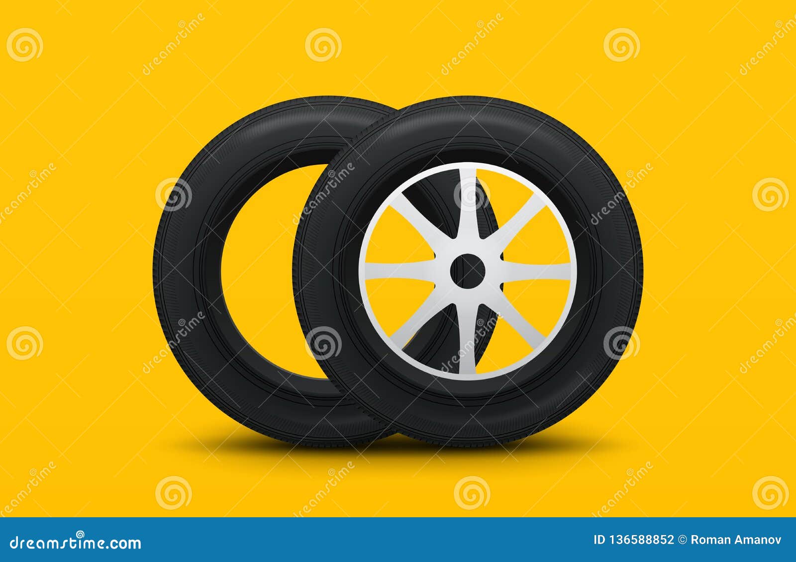 Set of Tires and Car Wheels. Vector Template Stock Vector ...