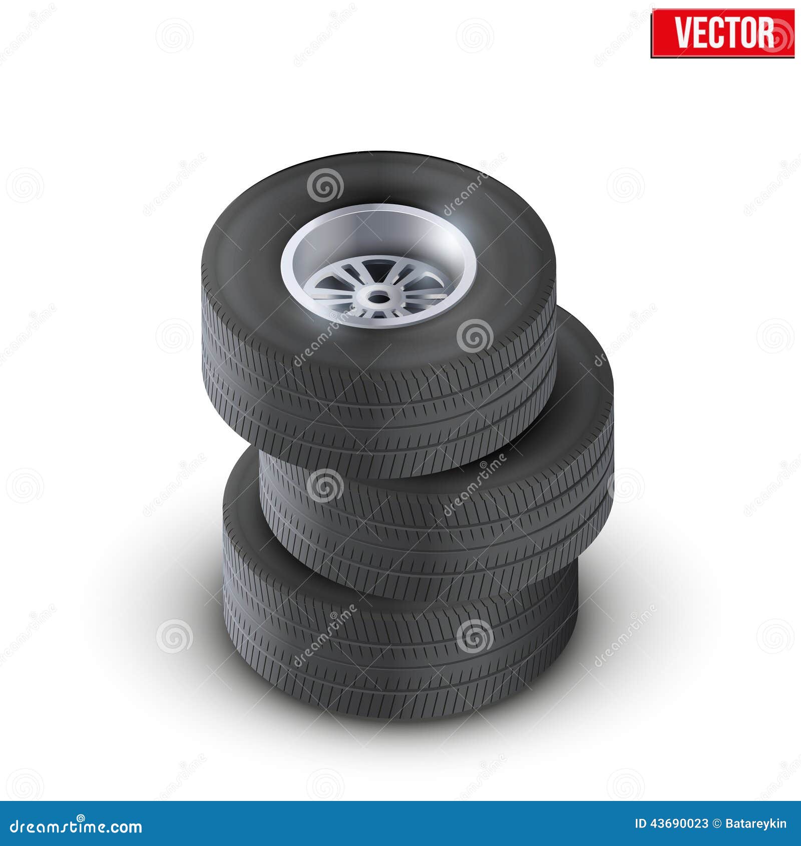 Set Tires and Wheels of Car. Top View. Vector Stock Vector ...