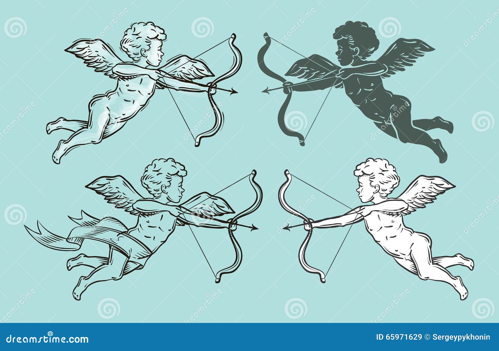 Set To Classic Angels or Cupids. Vector Illustration Stock Vector ...