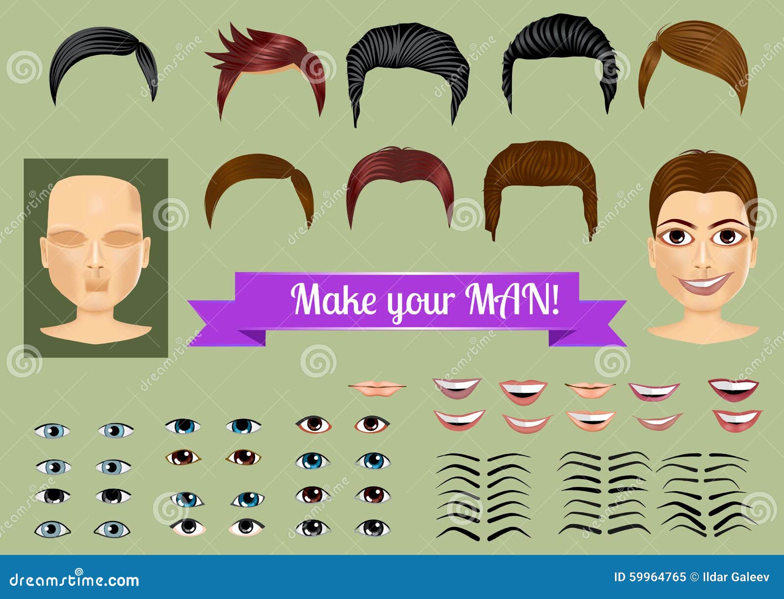 Set To Create Unique Characters Stock Illustration - Illustration of ...