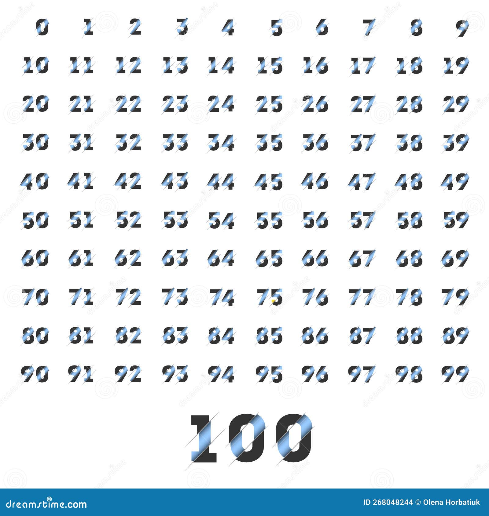 Set of 1 To 100 Numbers, 3d Cut Design. Icon for Celebration Design ...