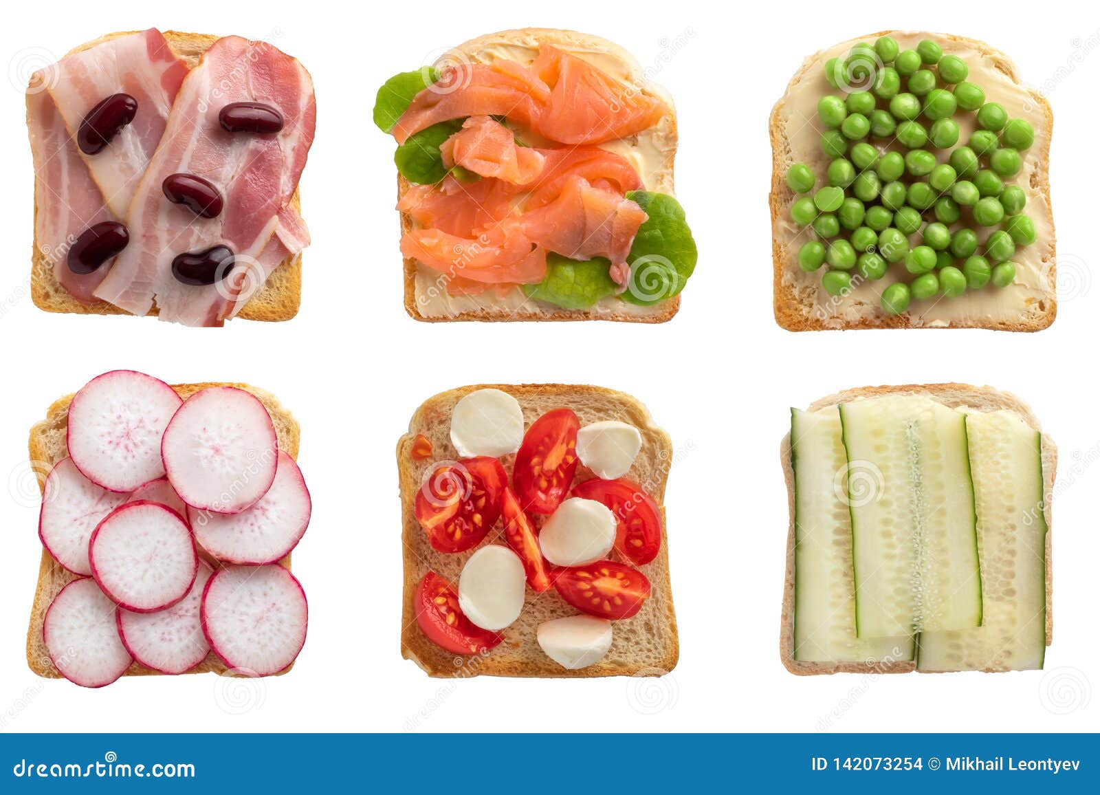 Set of Toasts Isolated on White Background Stock Photo - Image of ...