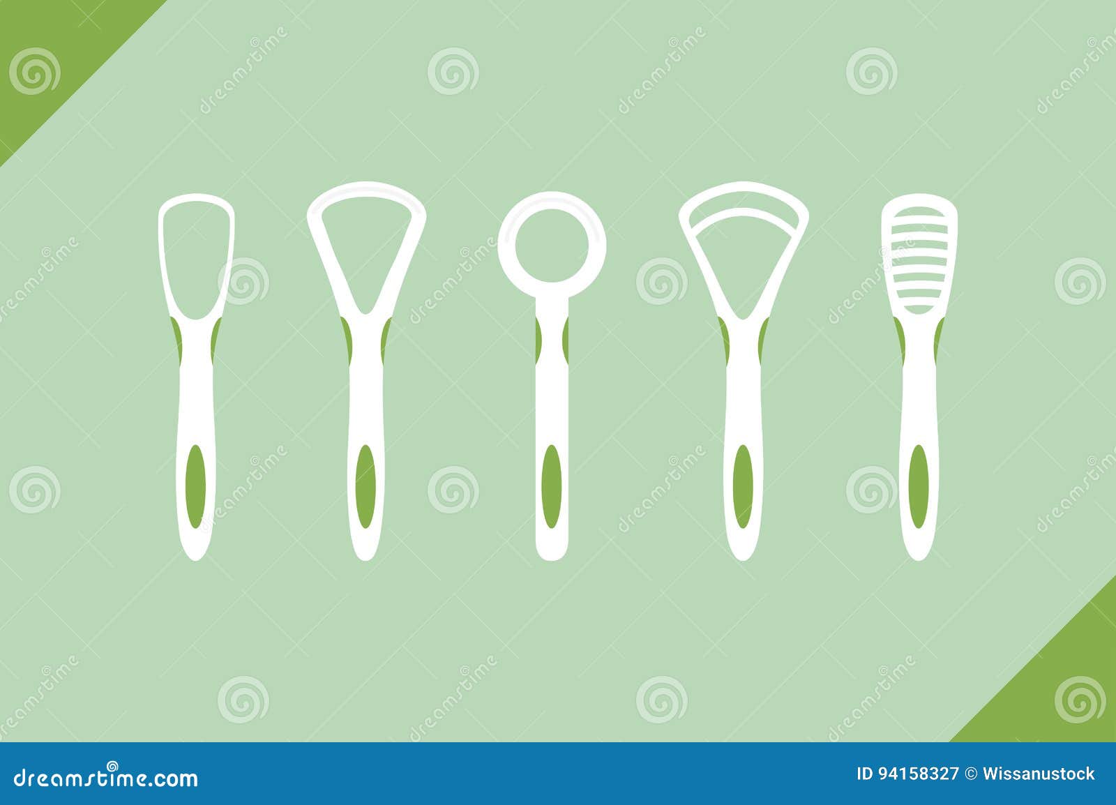 Set of Tongue Scraper or Cleaner Type Stock Vector - Illustration of ...