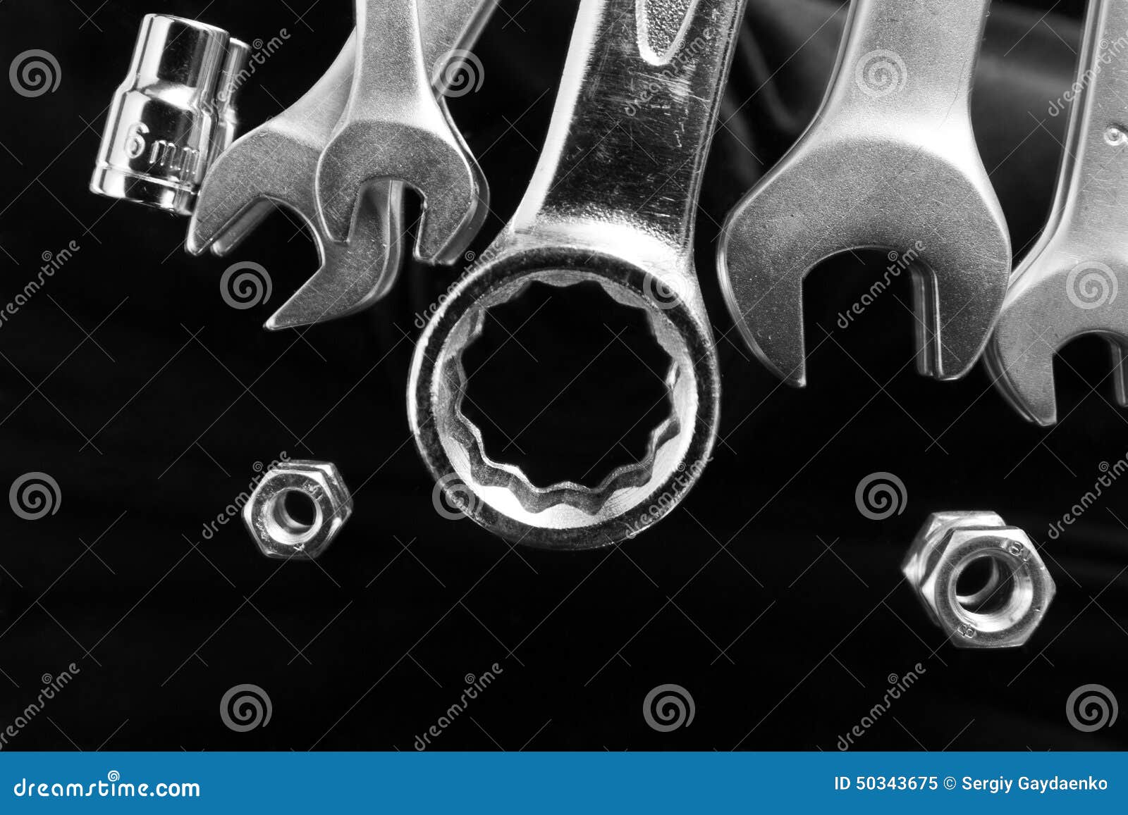 Set of Tools on Black Background Stock Image - Image of background ...