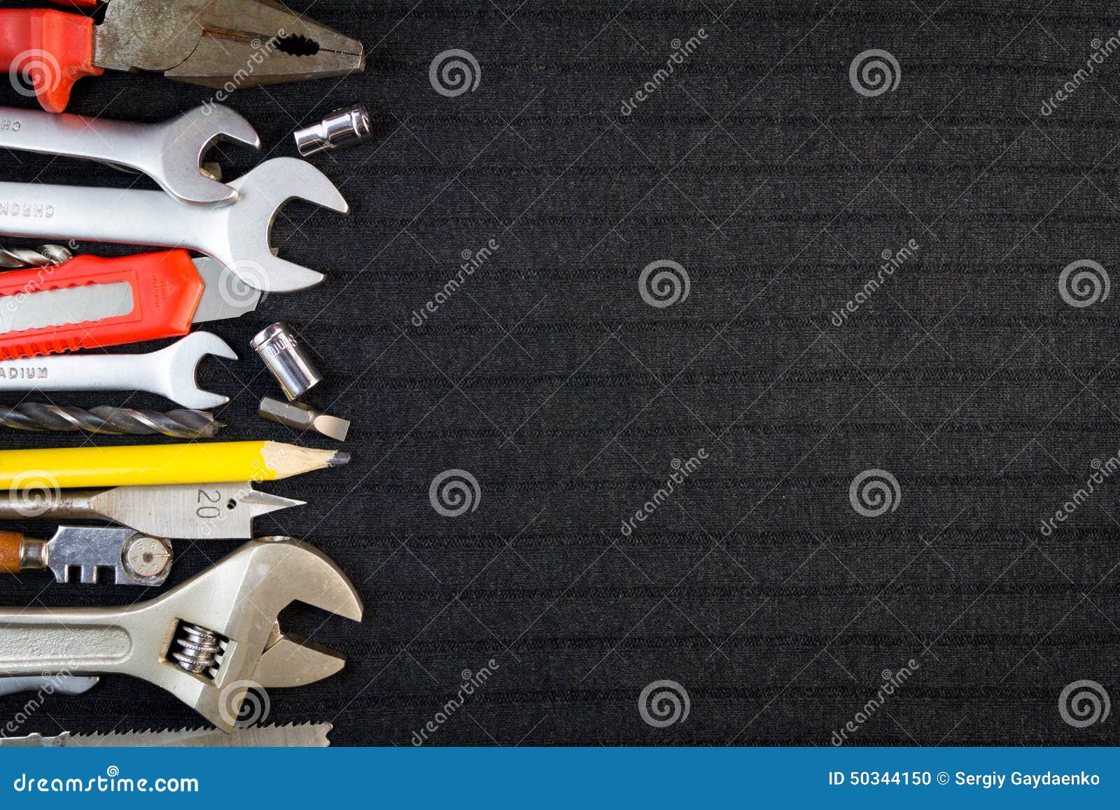 Set of Tools on Black Background Stock Photo - Image of repair, metal ...