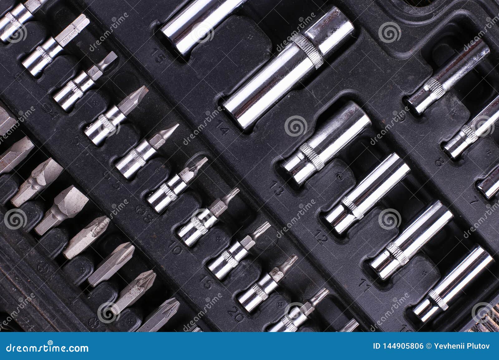 A Set of Tools in the Box, Organized Workspace Stock Photo - Image of ...