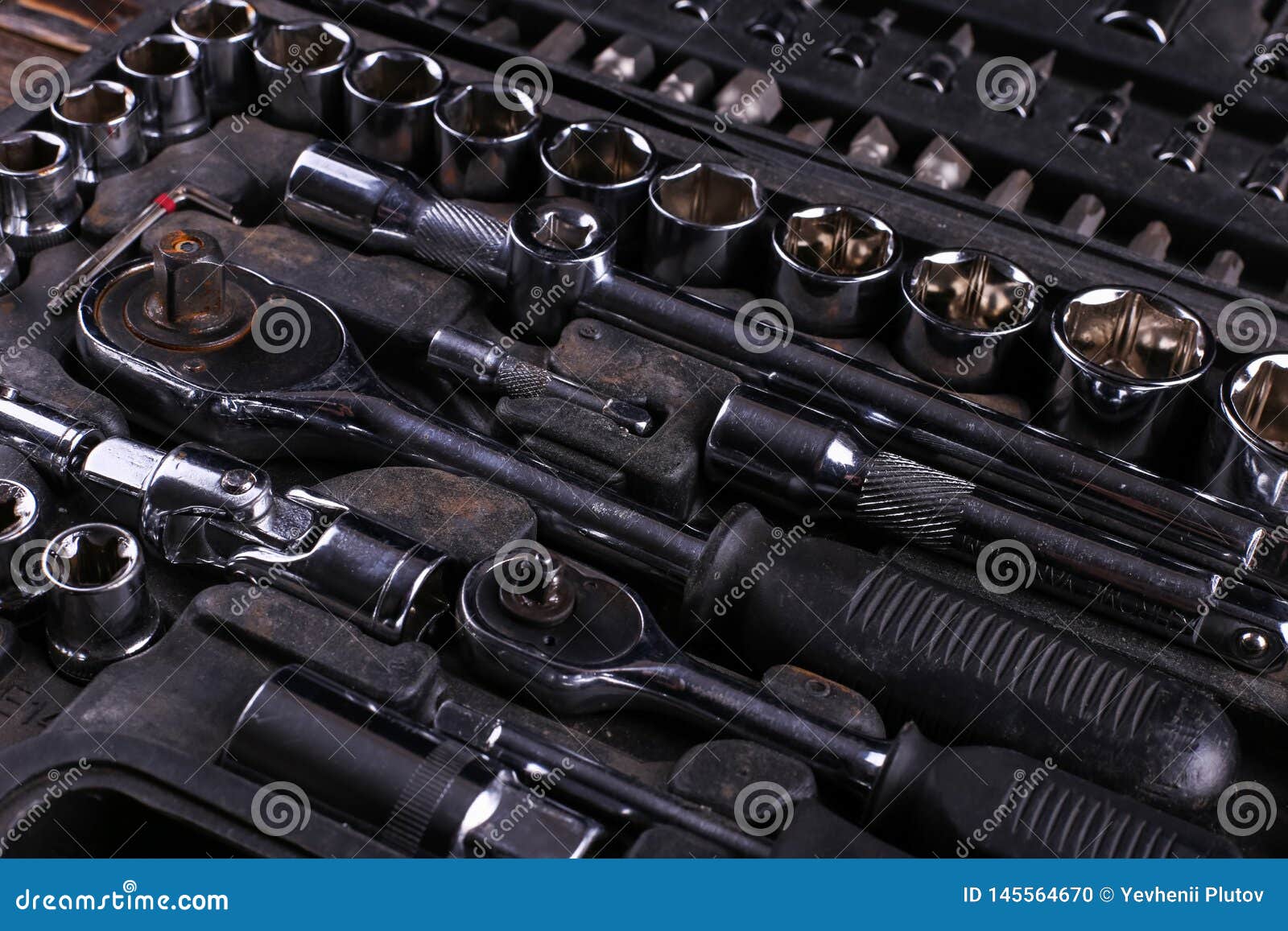 A Set of Tools in the Box, Organized Workspace Stock Photo - Image of ...