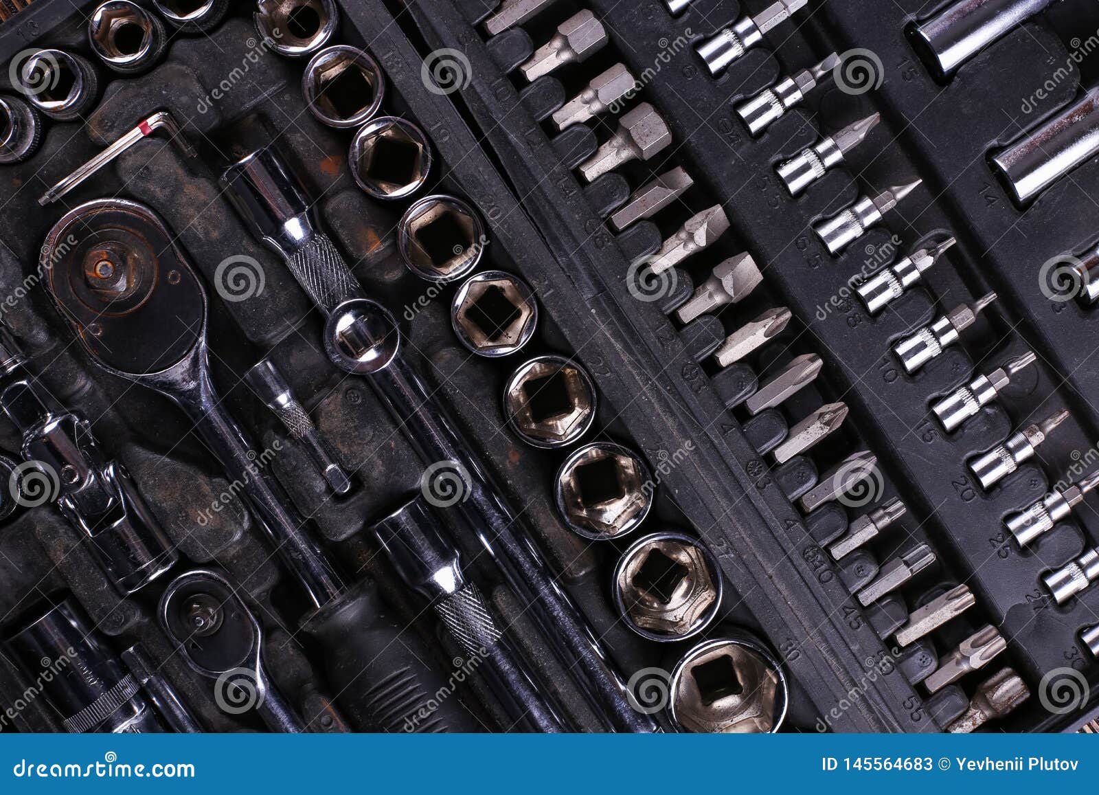 A Set of Tools in the Box, Organized Workspace Stock Image - Image of ...