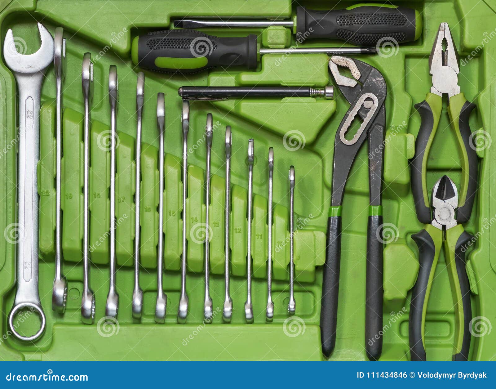 Set of Tools for Car Repair in Box Stock Photo - Image of cutter ...