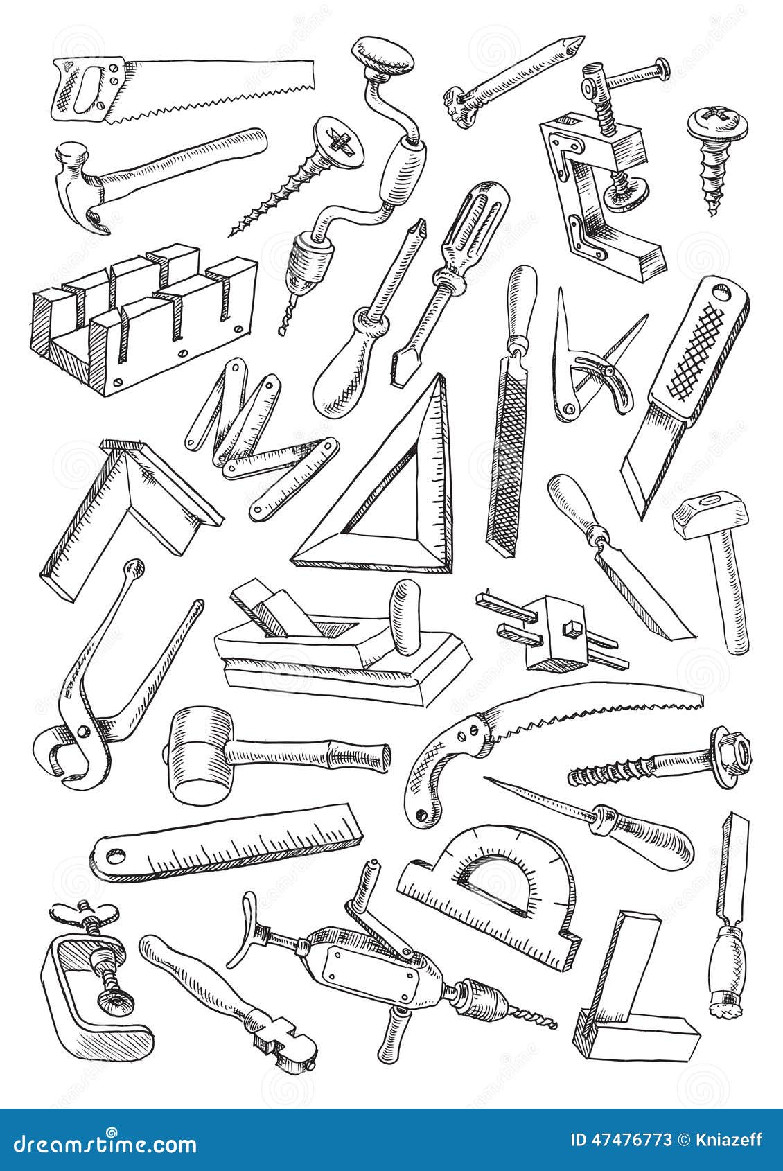 Set Of Tools For Carpentry Work Stock Vector - Illustration of mallet ...
