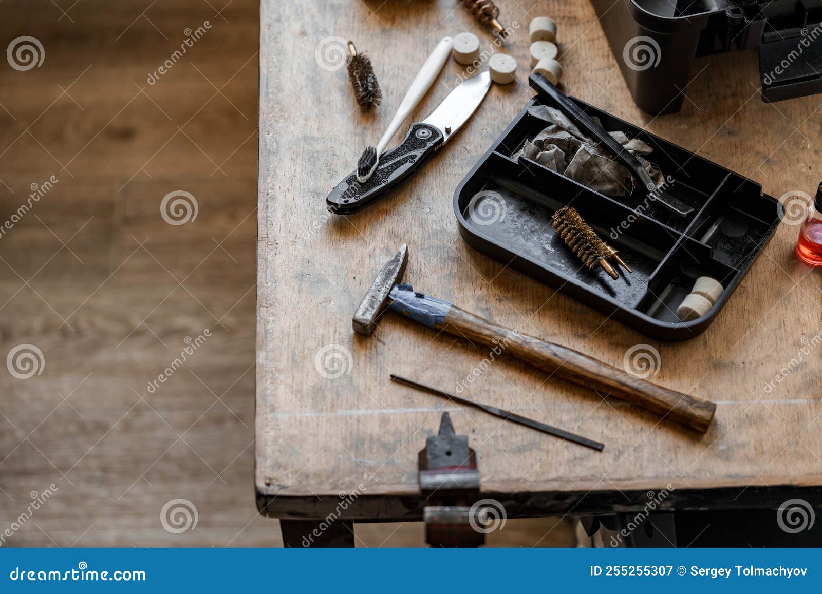 Set of Tools for Cleaning and Repairing Weapons in Workshop Stock Image ...