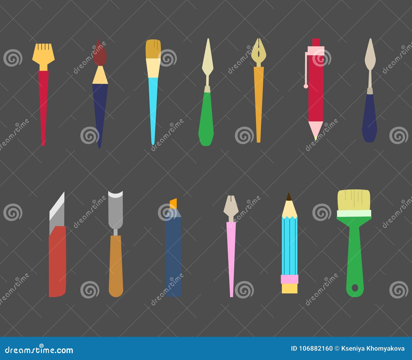 Set of tools stock vector. Illustration of arts, brush - 106882160