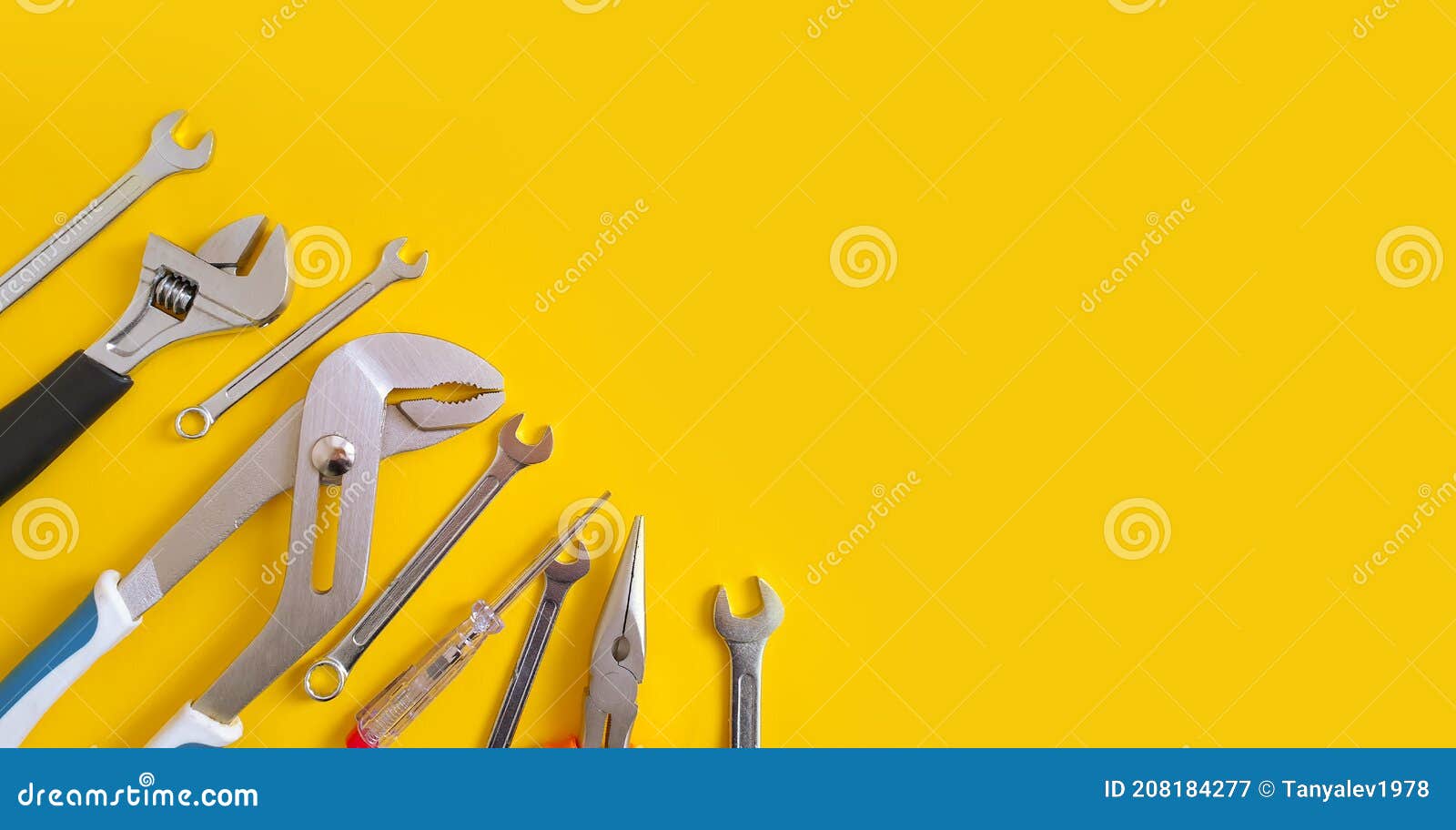 Set of Tools Workshop Handyman on a Colored Background Equipment Repair ...